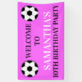 Soccer girls pink birthday wall banner | Zazzle