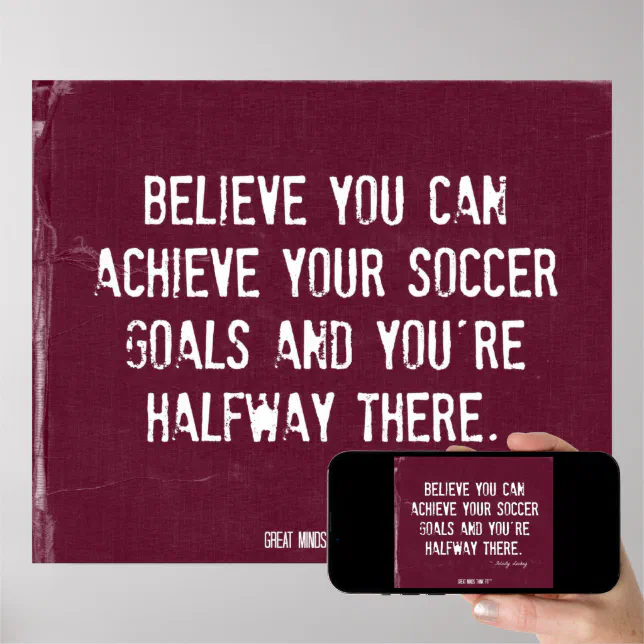 Soccer Goals Poster in Maroon Denim 010 | Zazzle