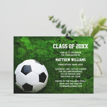 Soccer Graduation Party Announcement Invitations | Zazzle