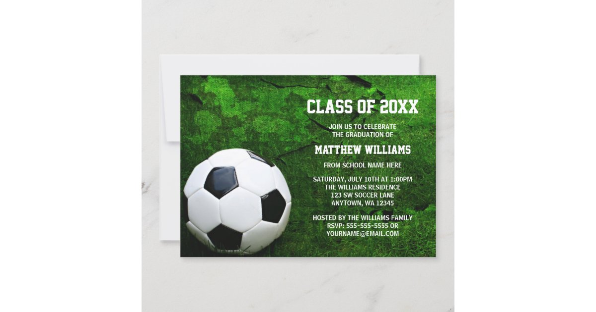 Soccer Graduation Party Announcement Invitations | Zazzle