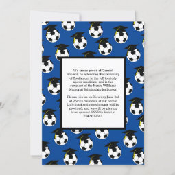 Soccer Graduation Sports Blue White Announcement | Zazzle