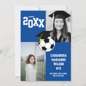 Soccer Graduation Sports Blue White Announcement | Zazzle