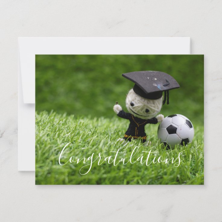 Soccer Graduation with Congratulations with ball Card | Zazzle