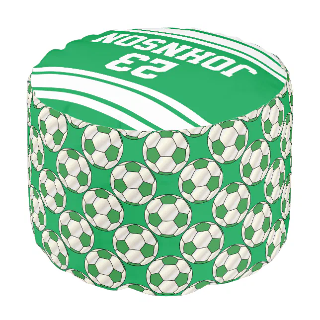 Soccer Green and White Sport Pattern Pouf | Zazzle