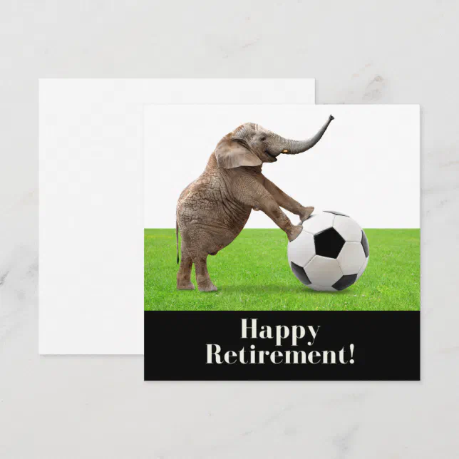 Soccer happy retirement with elephant card | Zazzle