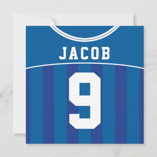 Soccer Jersey Themed Party Invites, Football, Blue Invitation | Zazzle
