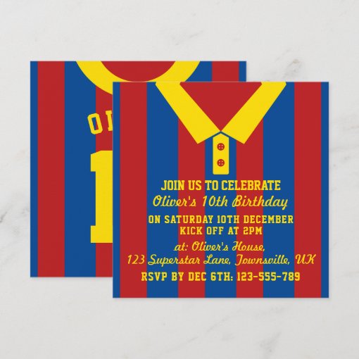 Soccer Jersey Themed Party Invites Template | Zazzle