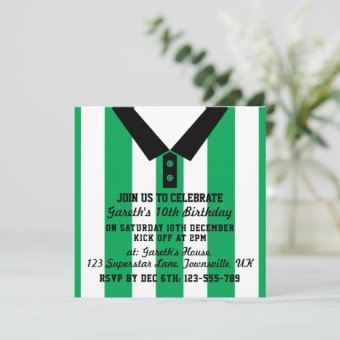 Soccer Jersey Themed Party Invites Template, Green | Zazzle