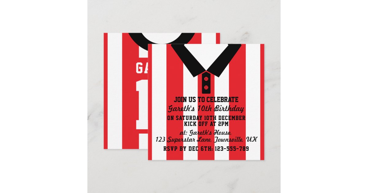 Soccer Jersey Themed Party Invites Template, Red | Zazzle