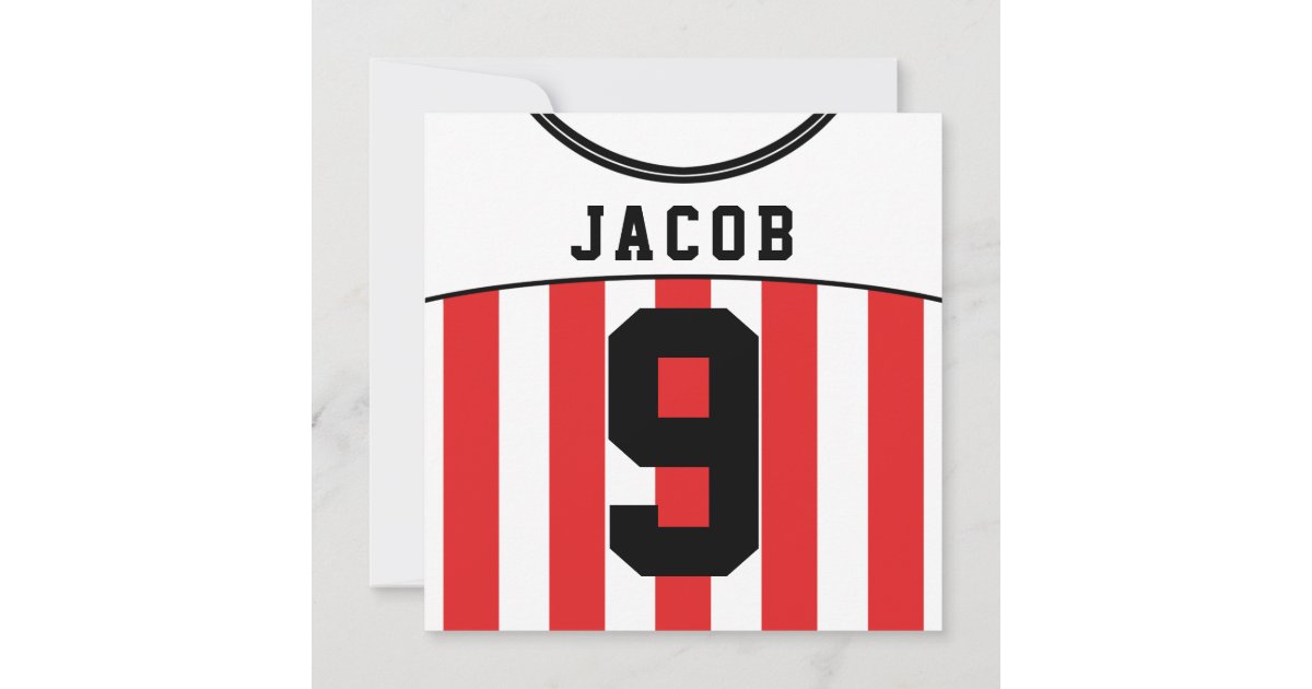 Soccer Jersey Themed Party Invites Template, Red | Zazzle