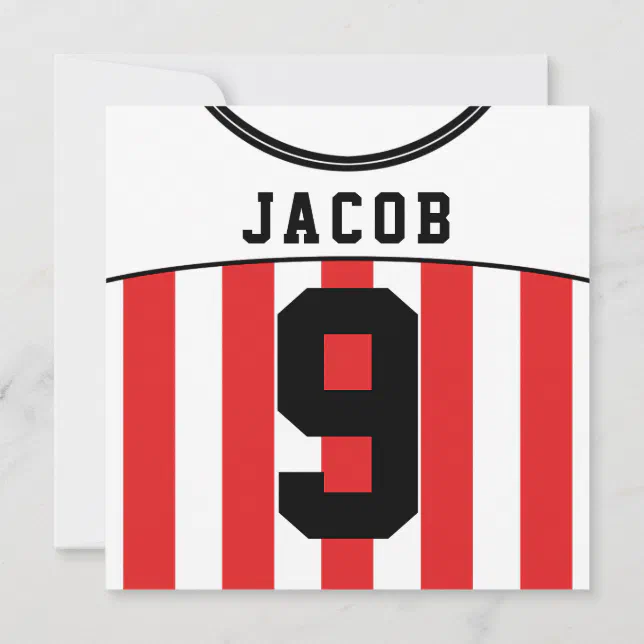Soccer Jersey Themed Party Invites Template, Red | Zazzle