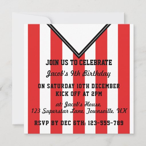 Soccer Jersey Themed Party Invites Template, Red | Zazzle