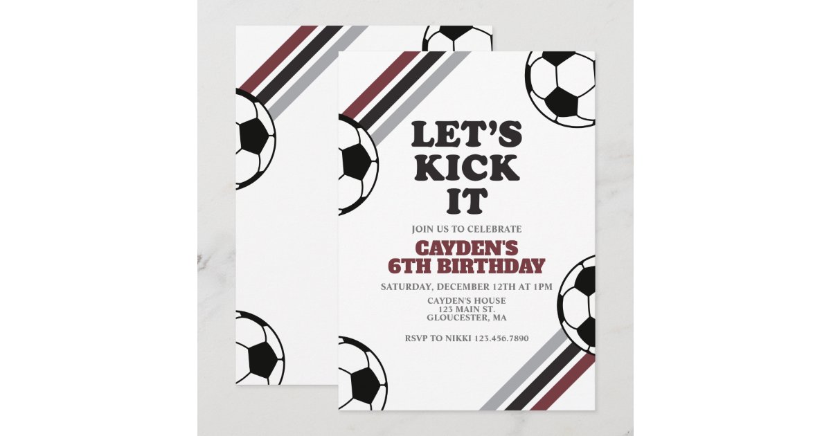 Soccer Let's Kick It Birthday Invitation | Zazzle