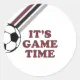 Soccer Maroon Stripes Game Time Birthday Classic Round Sticker | Zazzle