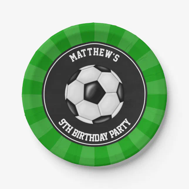Soccer Party Cake Plates Personalized | Zazzle