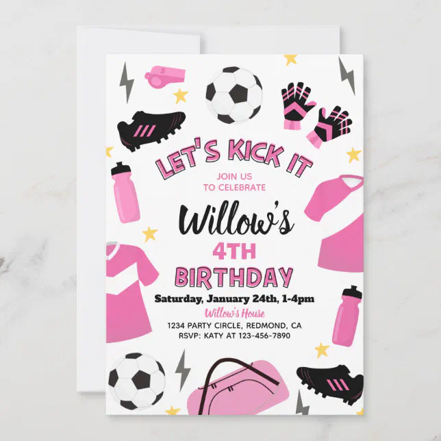 Soccer Party Invitation | Girl Soccer Invitations | Zazzle