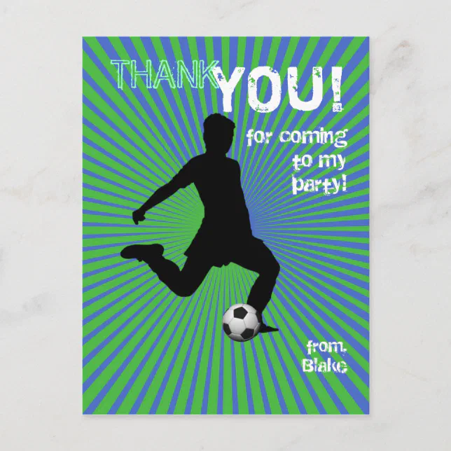 Soccer Party Thank You Postcard | Zazzle