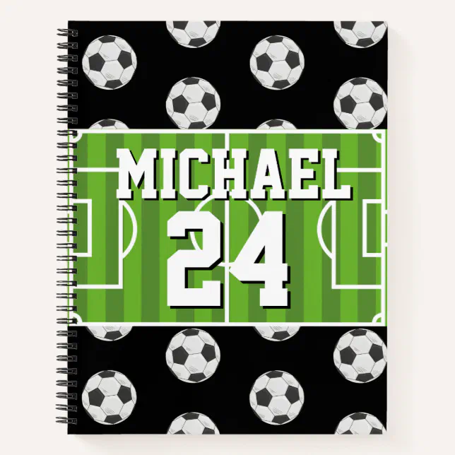 Soccer Pattern Player Name Jersey Sports Notebook | Zazzle