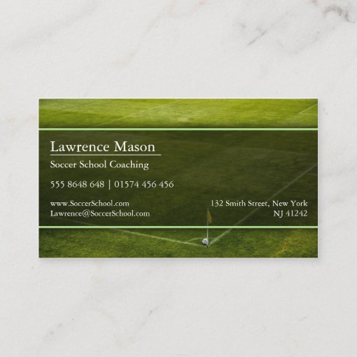 Soccer Pitch - Football School Coach Business Card | Zazzle
