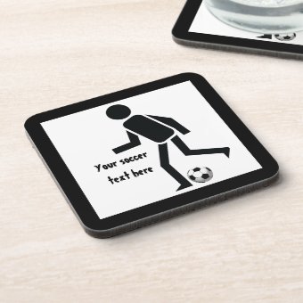 Soccer player and ball custom drink coaster | Zazzle