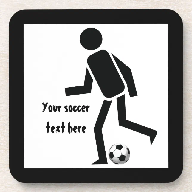 Soccer player and ball custom drink coaster | Zazzle
