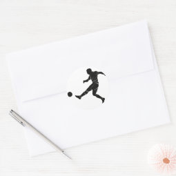 Soccer Player Football Sports Ball Game Kick Classic Round Sticker | Zazzle