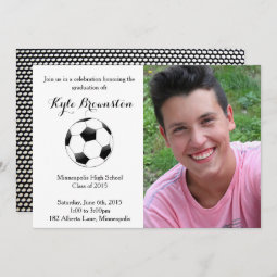 Soccer Player Graduation Party Photo Invite | Zazzle