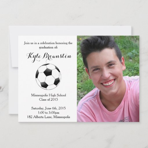 Soccer Player Graduation Party Photo Invite | Zazzle