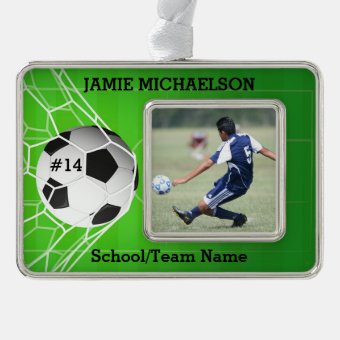 Soccer Player Keepsake Silver Plated Framed Ornament | Zazzle