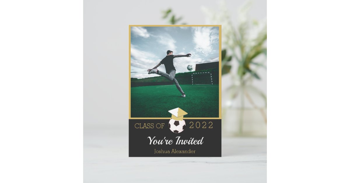 Soccer player Modern Photo graduation invitation | Zazzle