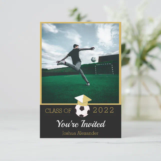 Soccer player Modern Photo graduation invitation | Zazzle