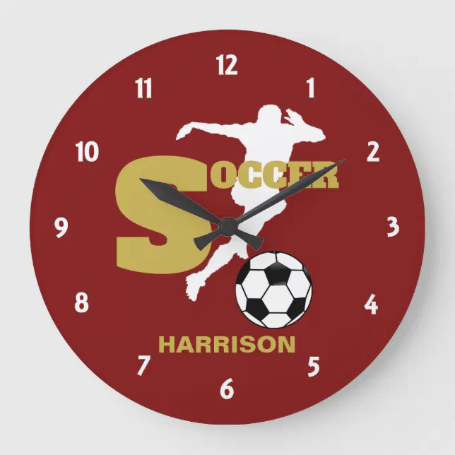 Soccer Player Personalized Graphic Large Clock | Zazzle