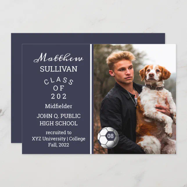 Soccer Player Photo Graduation Announcement | Zazzle