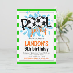 Soccer Pool Party Birthday Invitation | Zazzle