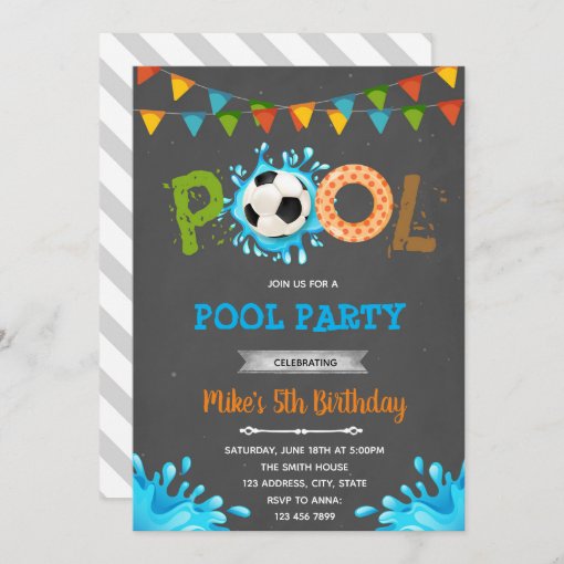 Soccer pool party invitation | Zazzle