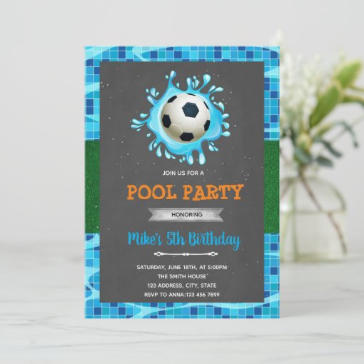 Soccer pool party invitation | Zazzle