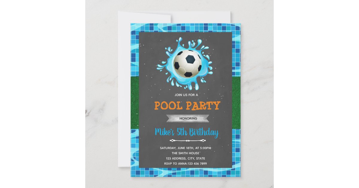 Soccer pool party invitation | Zazzle