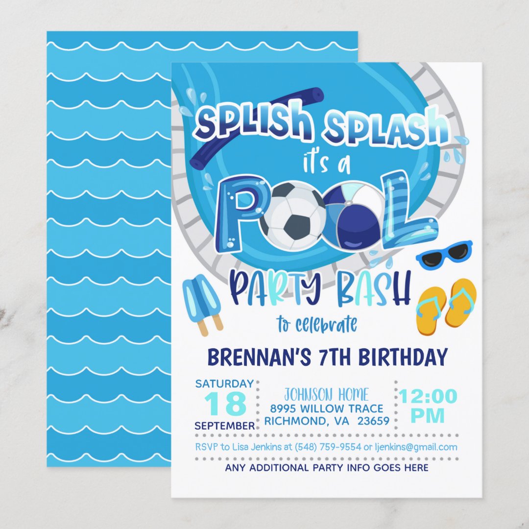 Soccer Pool Party Invitation - Boy | Zazzle