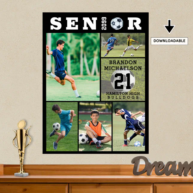 Soccer Senior Graduation 6 Photo Collage Poster | Zazzle