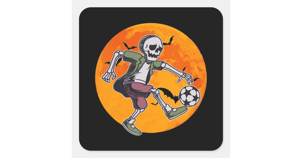 Soccer skeleton - Halloween Square Sticker | Zazzle