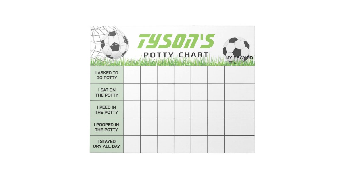 Soccer Sport Potty Chart Personalized Name & Tasks Notepad | Zazzle
