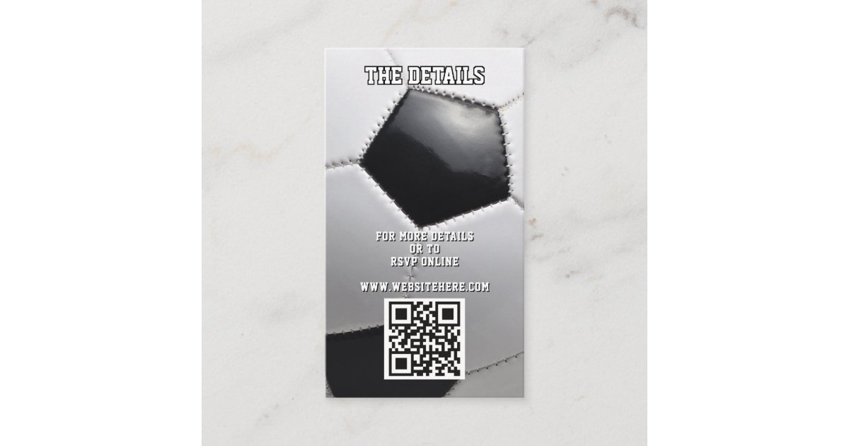 Soccer Sport QR Code Details Enclosure Card | Zazzle