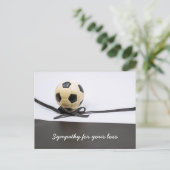Soccer sympathy condolences ball black ribbon postcard | Zazzle
