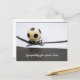 Soccer sympathy condolences ball black ribbon postcard | Zazzle