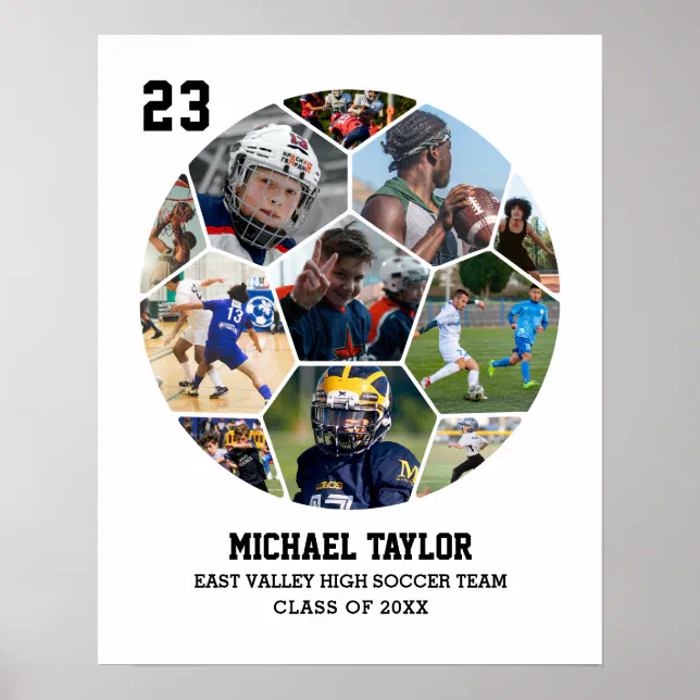 Soccer Team Senior Graduation Sports Photo Collage Poster | Zazzle
