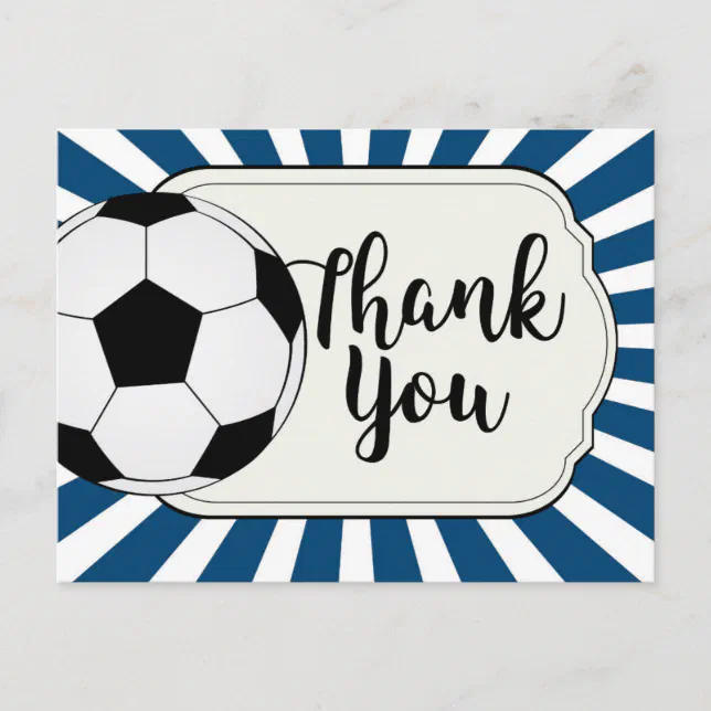 Soccer thank you card, football thank you card | Zazzle