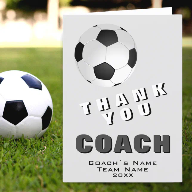 Soccer Thank you Coach Card | Zazzle