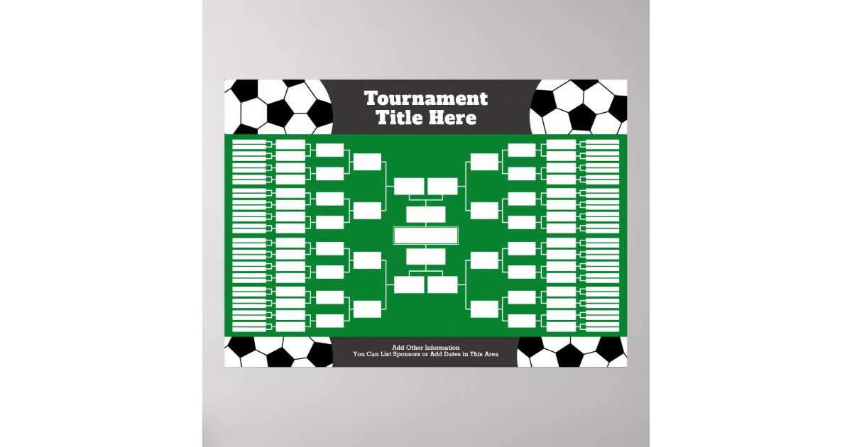 Soccer Tournament Bracket - 64 Teams Poster | Zazzle