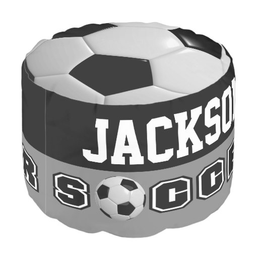 Soccer White and Black Sport Pattern Pouf | Zazzle