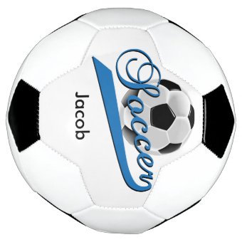 Soccer Word Art | DIY Name | Blue Soccer Ball | Zazzle